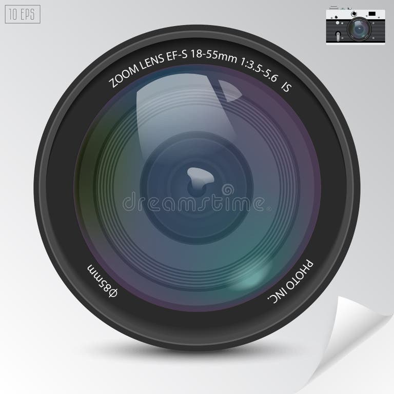 Realistic Camera Photo Lens with Shadows Stock Vector - Illustration of ...