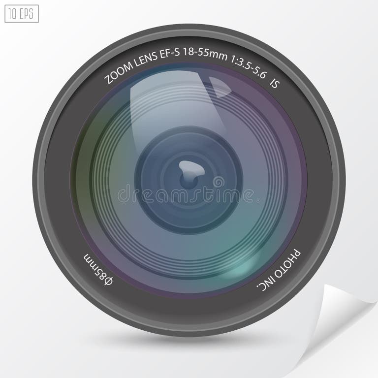 Realistic Camera Photo Lens with Shadows Stock Vector - Illustration of ...