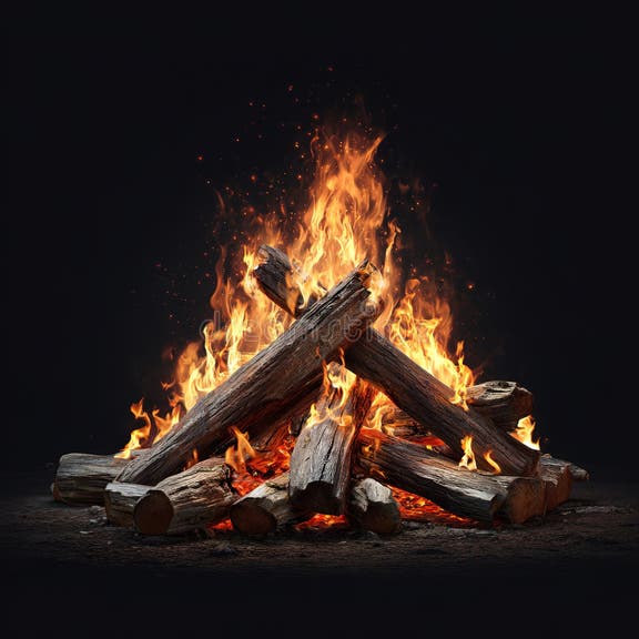Realistic Campfire Flames without Background Stock Illustration ...