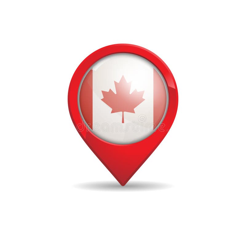 Realistic Canada Flag with Map Pin Vector Illustration Stock Vector ...