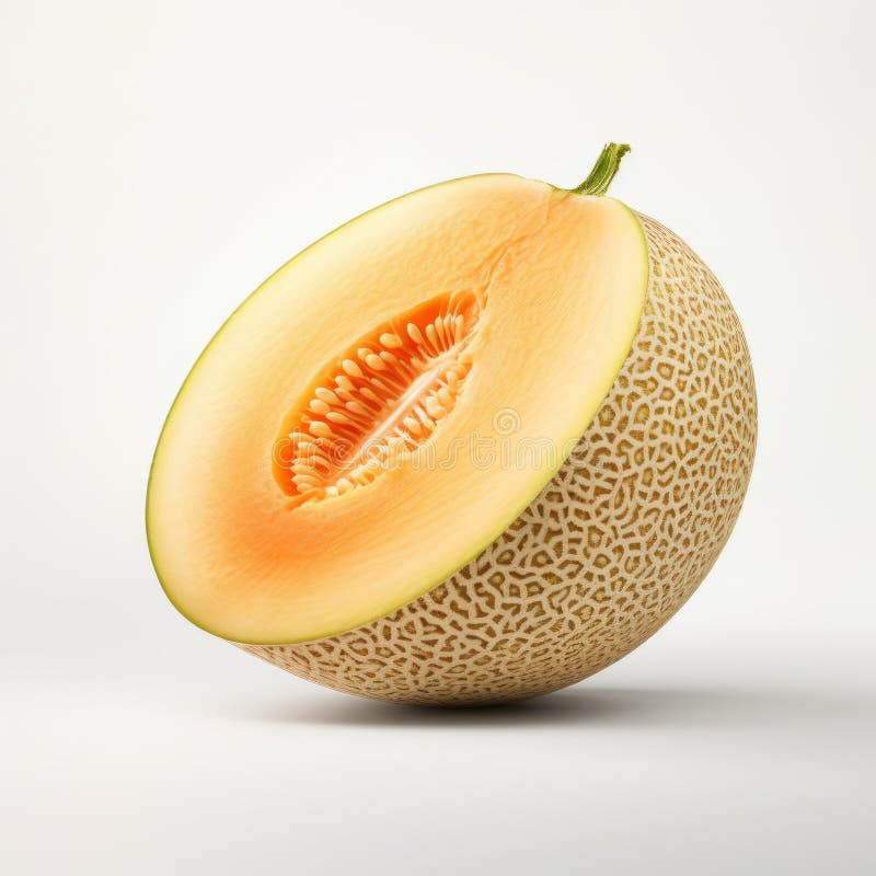 Realistic Cantaloupe Rendering on Pure White Background Stock ...