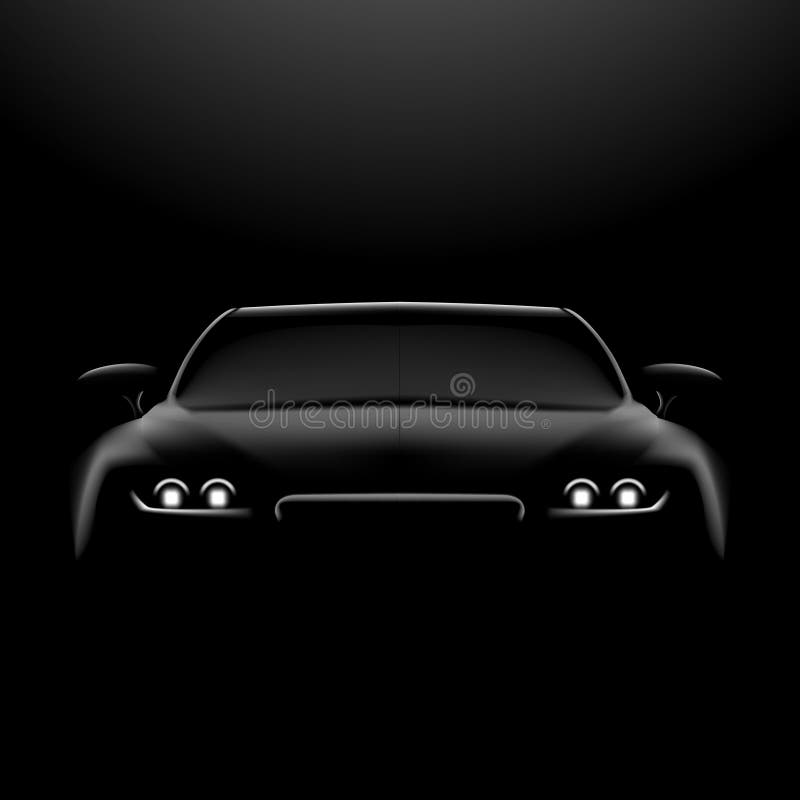 Realistic Car in the Dark. Front View Stock Illustration - Illustration ...