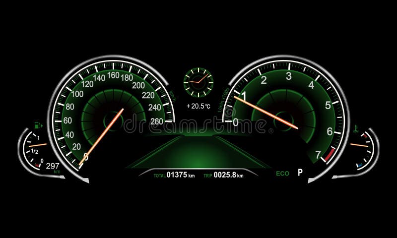 Realistic car dashboard stock vector. Illustration of level - 130455161