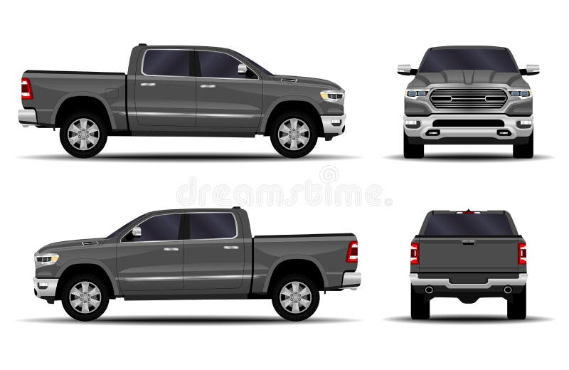 Realistic Car. Truck, Pickup Stock Illustration - Illustration of ...