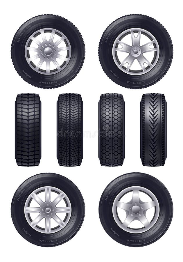Realistic Car Wheels Set stock vector. Illustration of season - 212487550