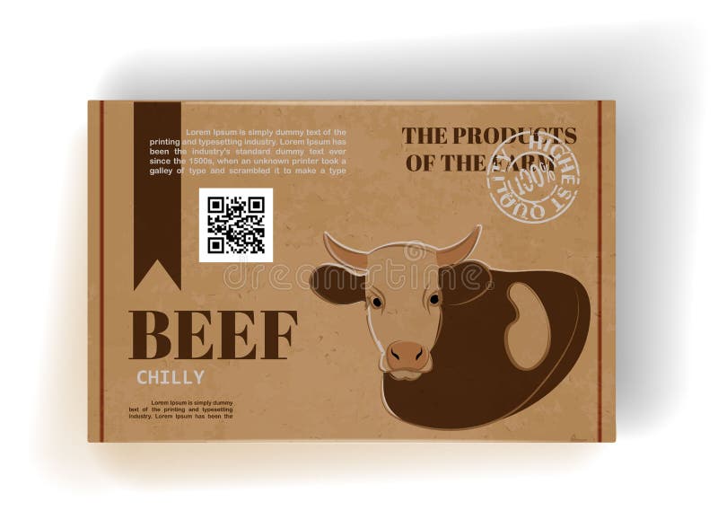 Realistic Cardboard Box with Beef Meat. Package Design. Stock ...
