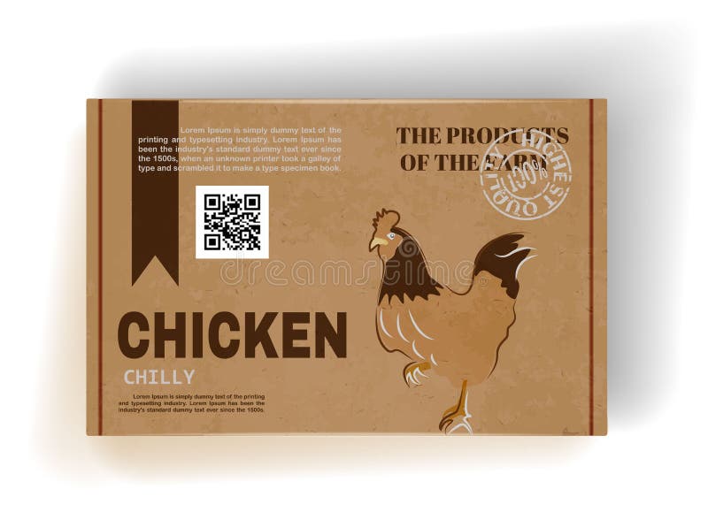 Realistic Cardboard Box with Chicken Meat. Package Design Stock ...
