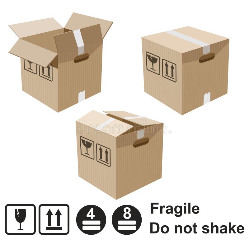 Warning Symbol Cardboard Box, , Flat Design, Elements Stock ...