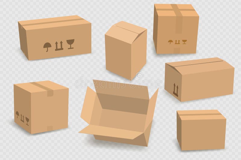 Realistic Cardboard Boxes Mockup Packaging Template Stock Vector ...