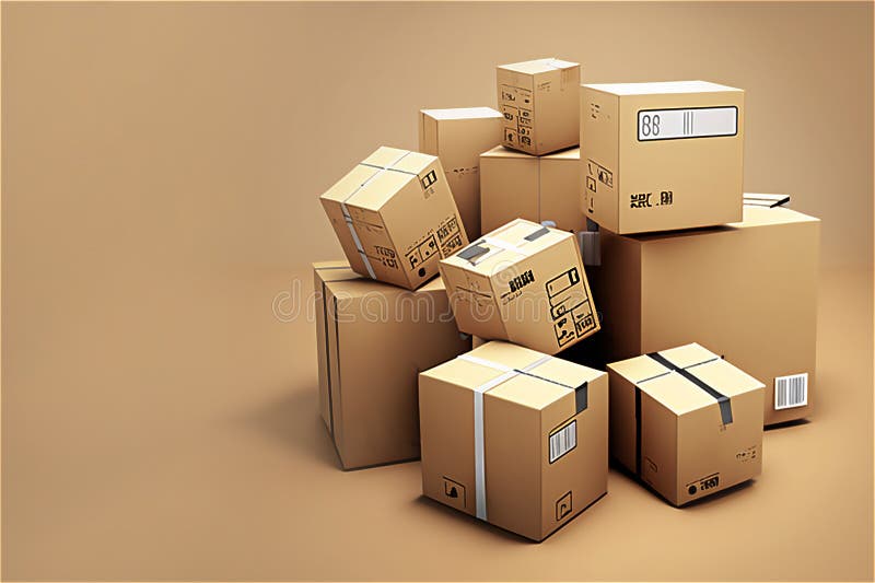 Realistic Cardboard Boxes Parcel Packaging Copy Space. Generative Ai ...
