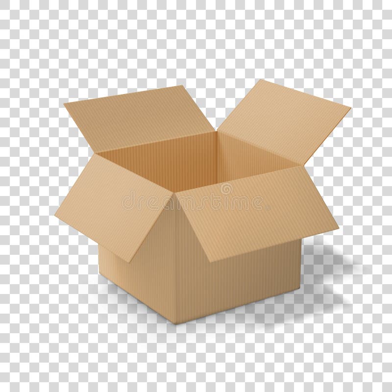 Realistic Cardboard Box, Closed Side View Stock Illustration ...
