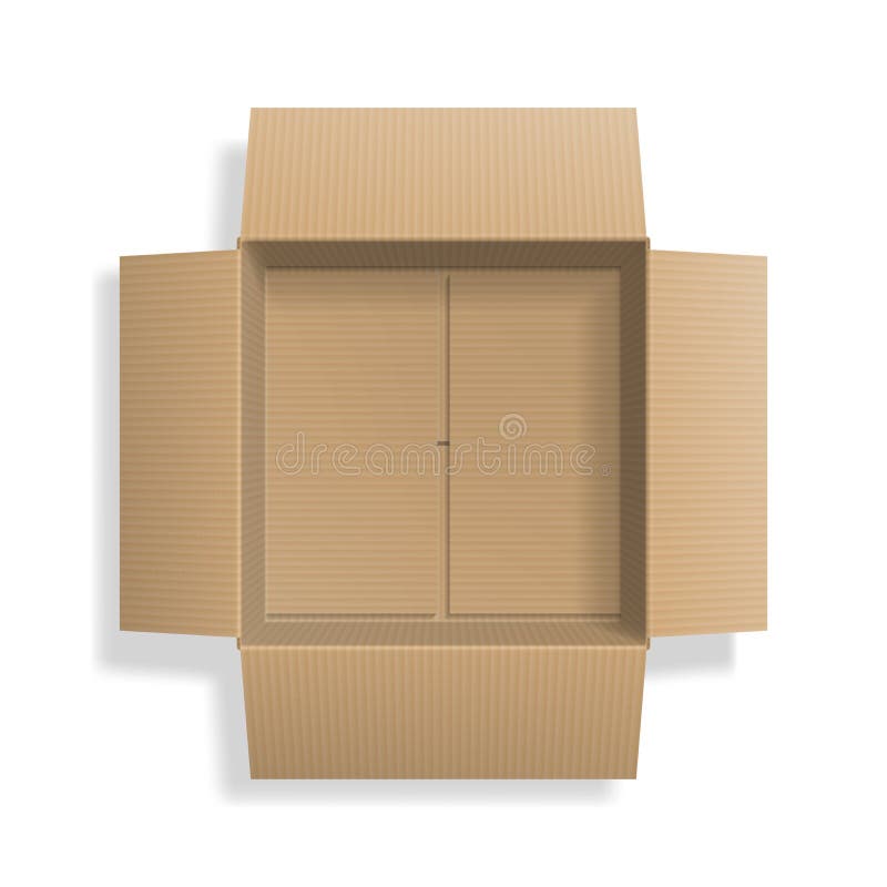 Realistic Cardboard Open Box, Top View Stock Illustration ...