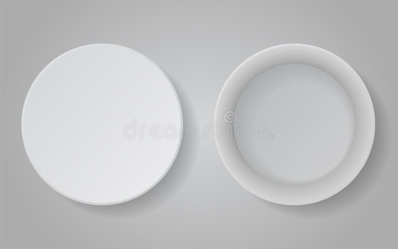 Realistic Cardboard Round White Box for Stuff. Vector Illustration ...