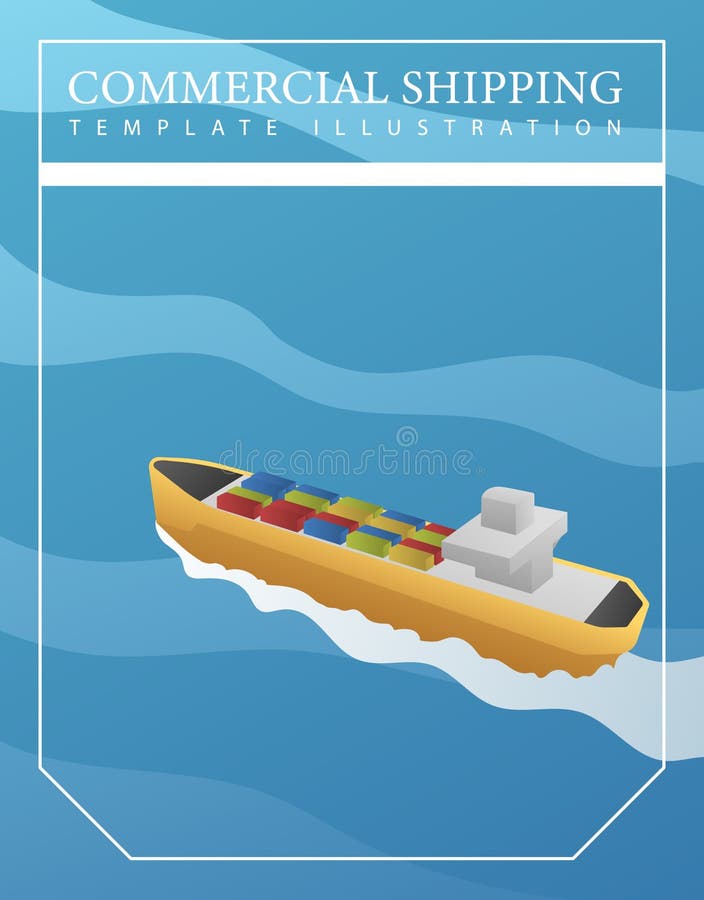 Realistic Cargo Commercial Barge Ship. Modern Simple Template Design ...
