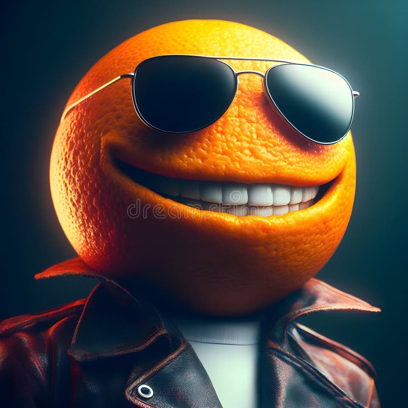 A Realistic Caricature of Cool Orange , with a Big Smile. Stock ...