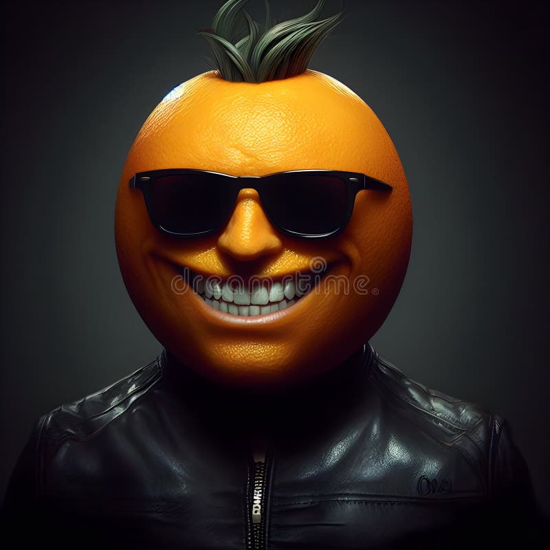 A Realistic Caricature of Cool Orange , with a Big Smile. Stock ...