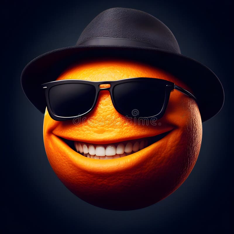 A Realistic Caricature of Cool Orange , with a Big Smile. Stock ...