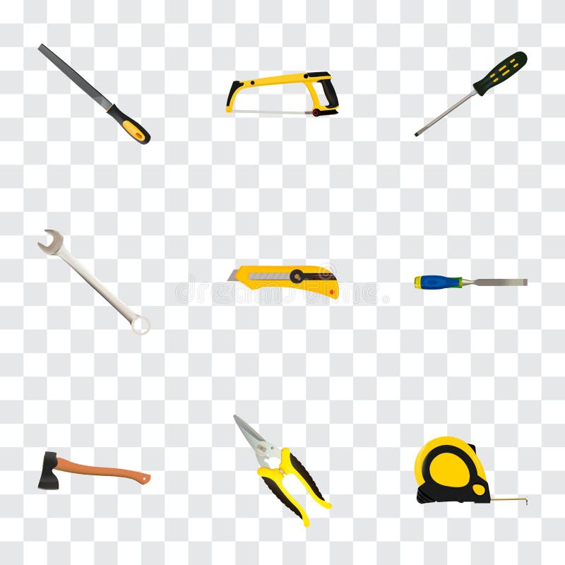 Realistic Carpenter, Sharpener, Chisel and Other Vector Elements. Set ...