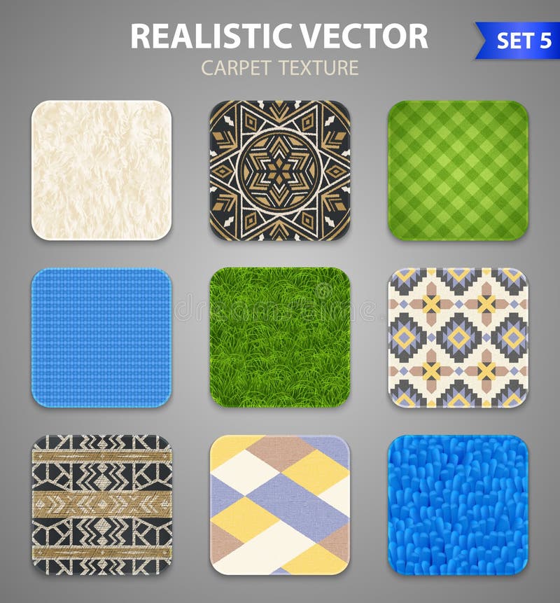 Realistic Carpet Texture Patterns Set Stock Vector - Illustration of ...