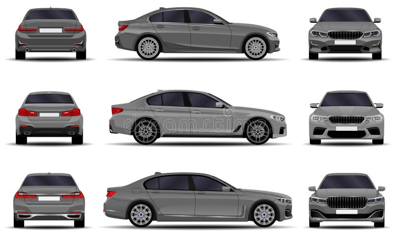 Realistic cars sedan set stock illustration. Illustration of trip ...