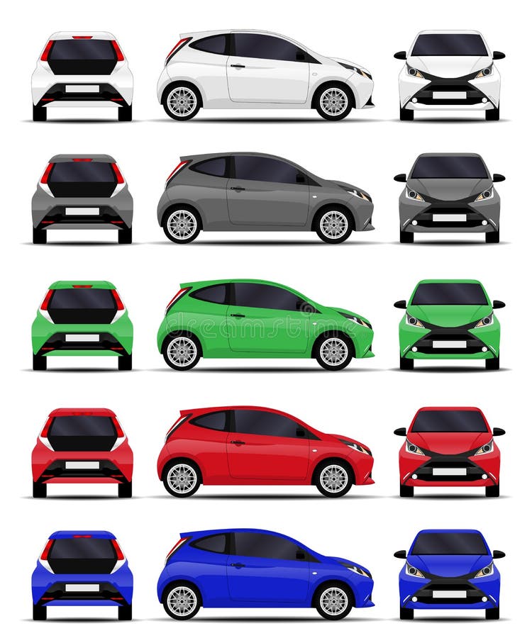 Realistic Cars Set. Hatchback. Stock Illustration - Illustration of ...