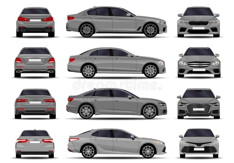 Realistic cars set. sedan stock illustration. Illustration of auto ...