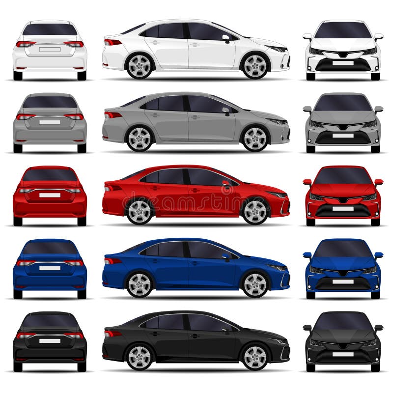 Realistic car. sedan stock vector. Illustration of transmission - 185279993