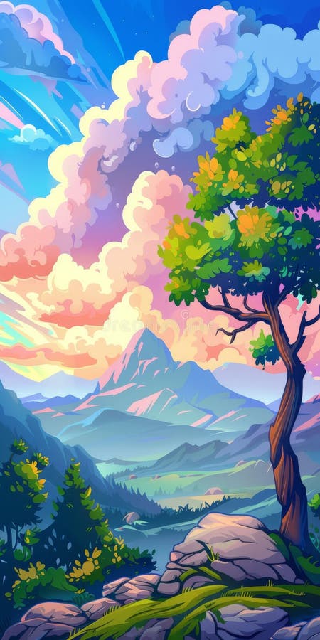 Realistic Cartoon Background with Detailed Hand-drawn Illustrations ...