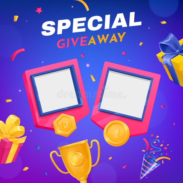 Realistic Cartoon Giveaway Winners Composition Stock Illustration ...