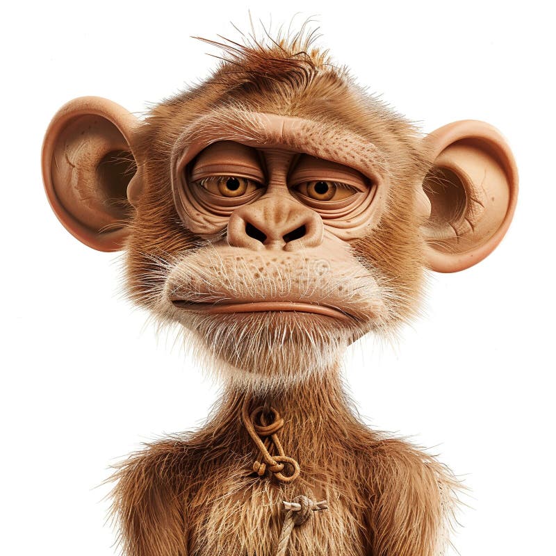 Realistic Cartoon Monkey Character Displaying Unique Facial Features ...