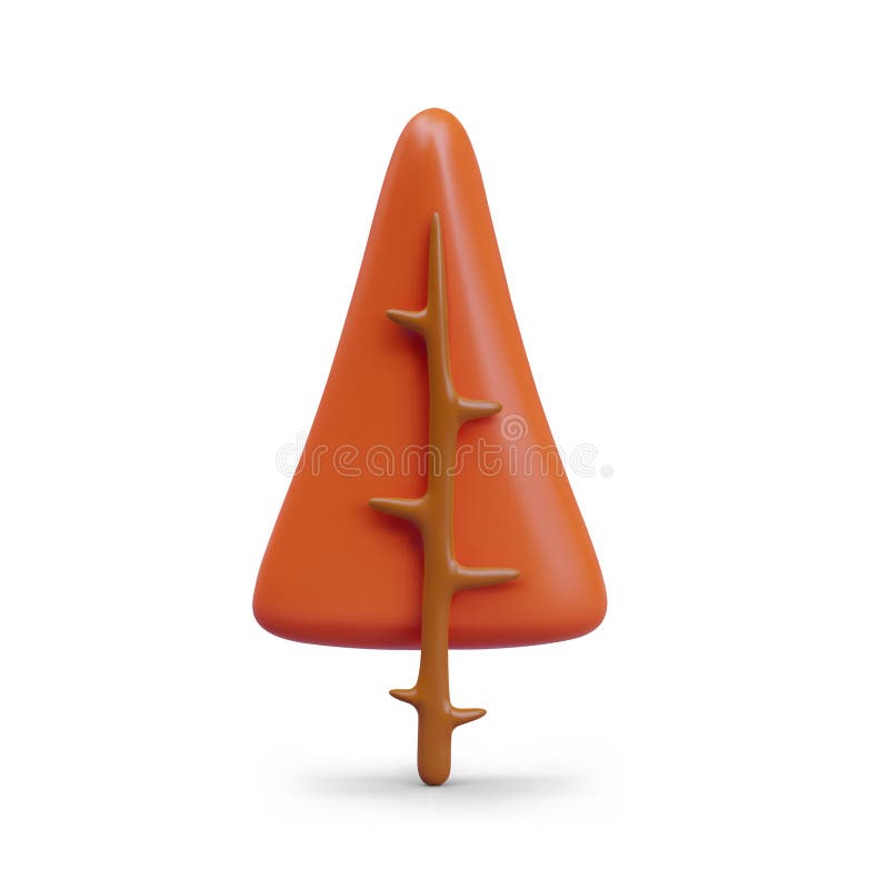 Realistic Cartoon Tree with Red Leaves in Triangular Form Stock Vector ...