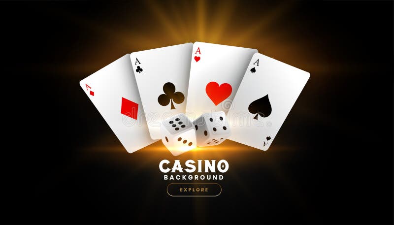 Realistic Casino Dice Banner with Poker Ace Card Design Stock Vector ...