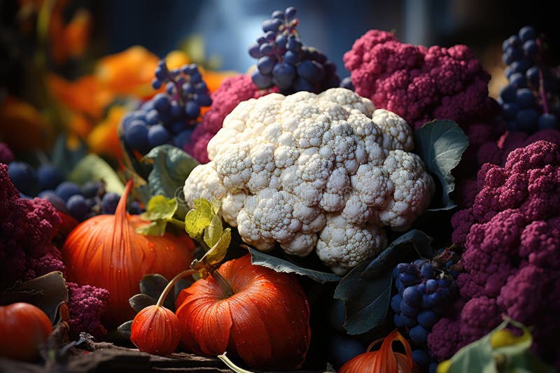 Realistic Cauliflower Image in a Colorful Back Stock Illustration ...