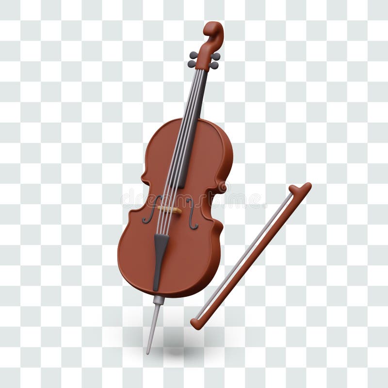 Realistic Cello with Bow. Classical Wooden Stringed Instrument Stock ...