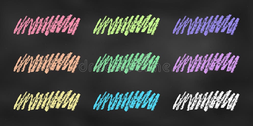 Realistic Chalk Drawn Sketch. Set of Design Elements Colorful Scribbles ...