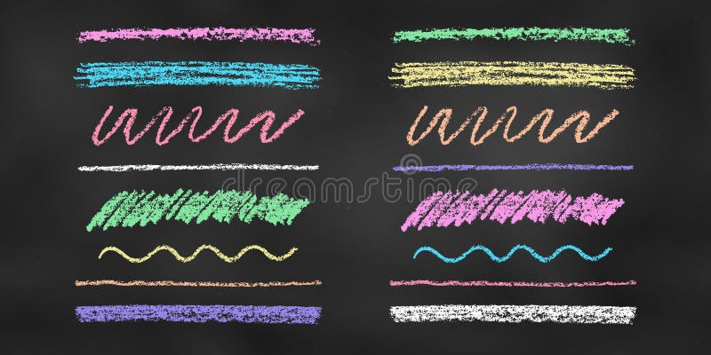 Realistic Chalk Drawn Sketch. Set of Design Elements Linear Scrawls ...