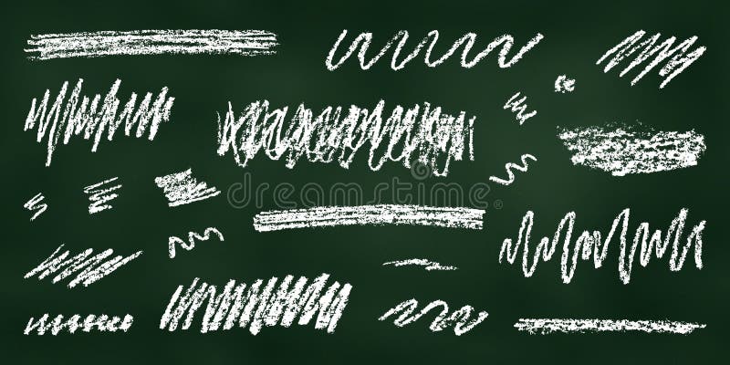 Realistic Chalk Drawn Sketch. Set of Design Elements Linear Scribbles ...