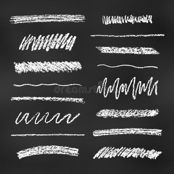 Realistic Chalk Drawn Sketch. Set of Design Elements Linear Scribbles ...