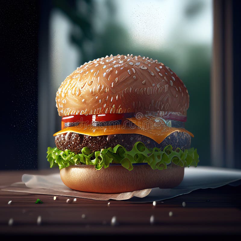 Cheeseburger Generative AI Illustration - Classic American Burger Stock ...