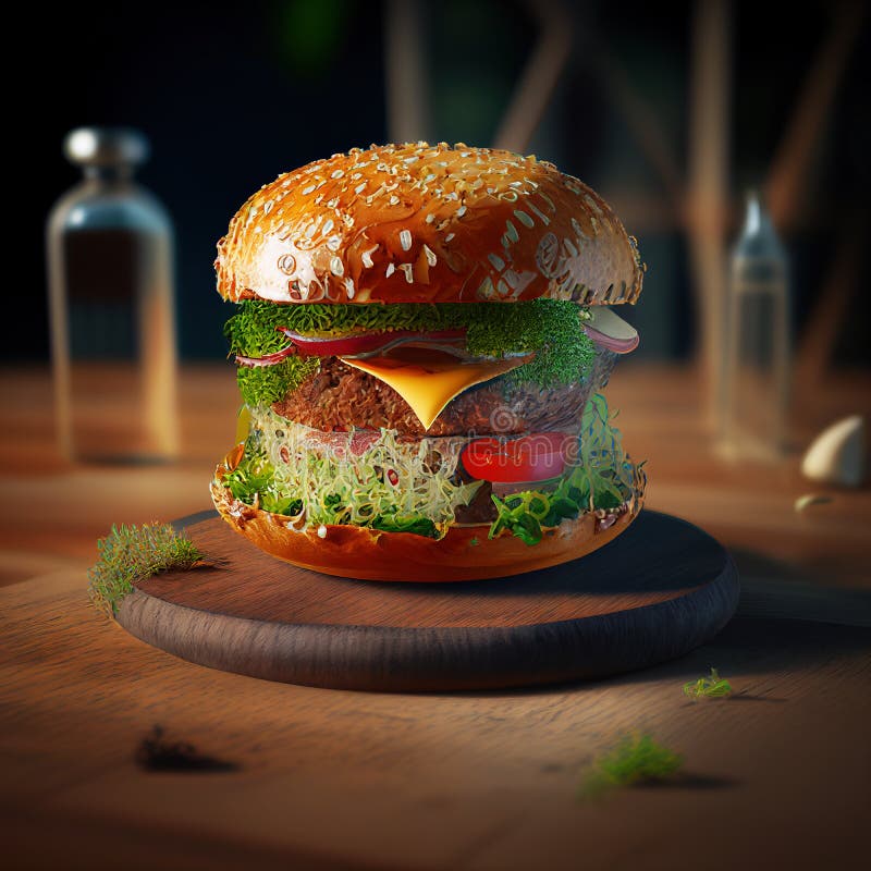 Cheeseburger Generative AI Illustration - Classic American Burger Stock ...