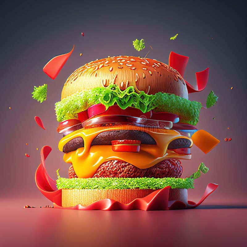 Generative Ai Illustration Classic American Burger Stock Illustrations ...