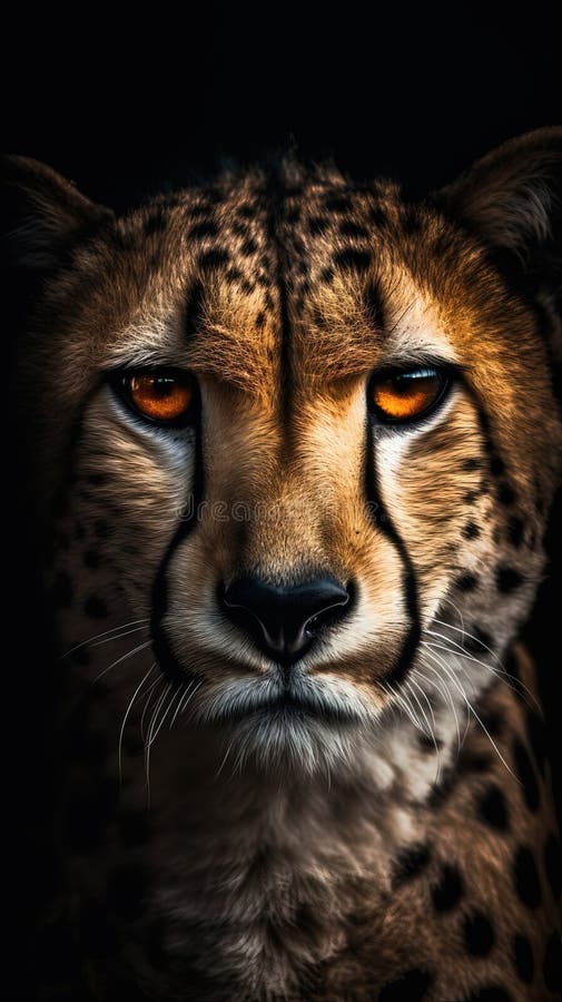 Realistic Cheetah on Dark Background. Stock Illustration - Illustration ...