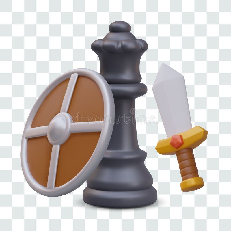 Realistic Chess Queen with Shield and Sword. Attacking Figure Stock ...