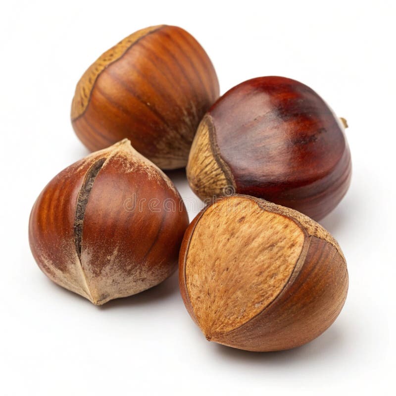 Chestnuts Realistic Nuts Isolated on White Background Stock ...