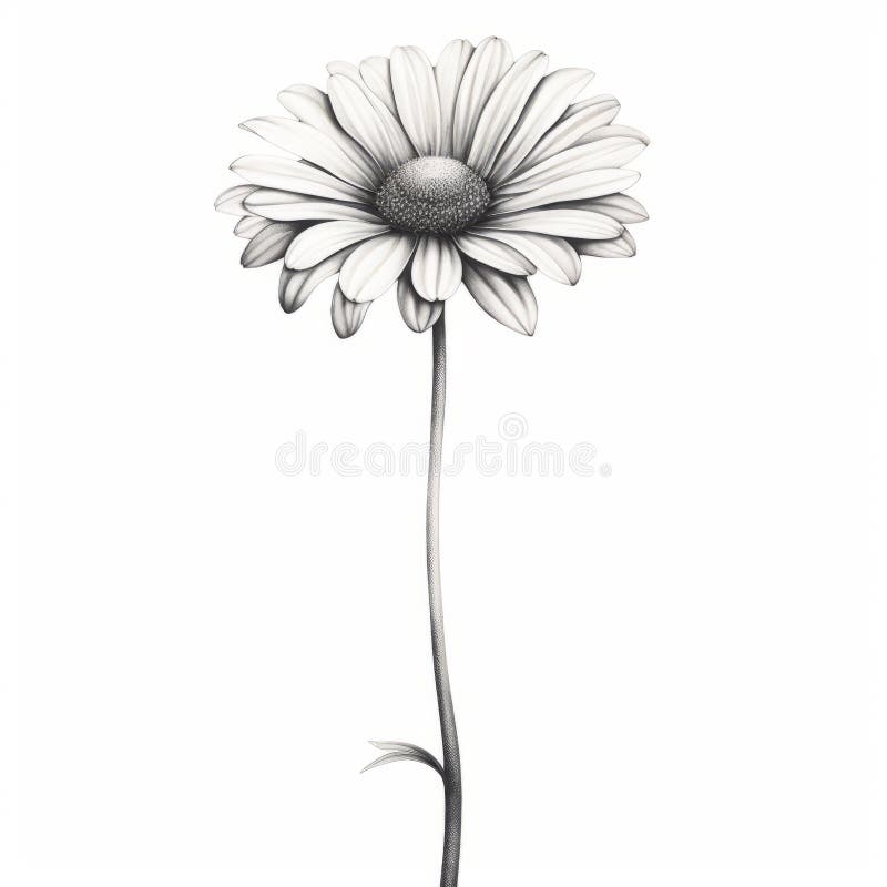 Daisy Drawing, Daisy Drawing Outline. Drawing Daisy Flowers in Black ...