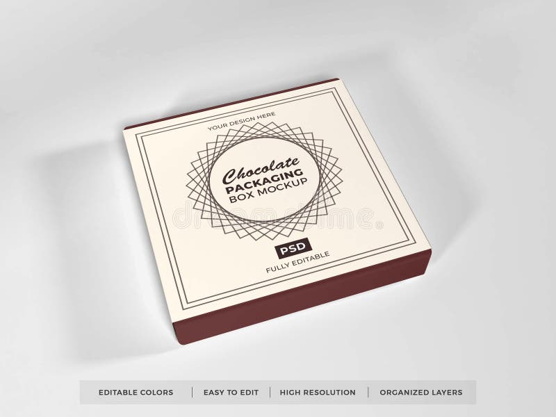 Realistic Chocolate Box Packaging 3D Mockup Scene Stock Illustration ...