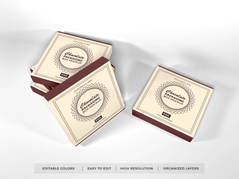 Realistic Chocolate Box Packaging 3D Mockup Scene Stock Illustration ...