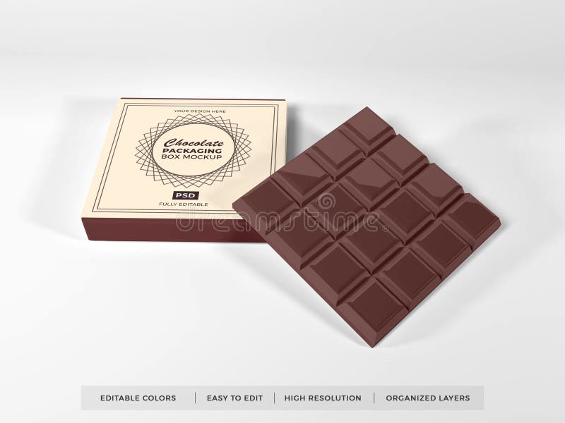 Realistic Chocolate Box Packaging 3D Mockup Scene Stock Illustration ...