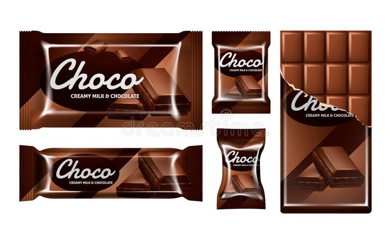 Realistic Chocolate Mockup Packaging Collection Stock Illustration ...