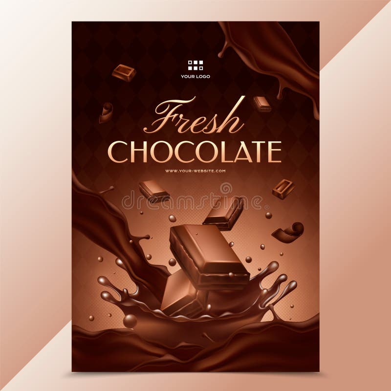 Realistic Chocolate Poster Template Stock Illustration - Illustration ...